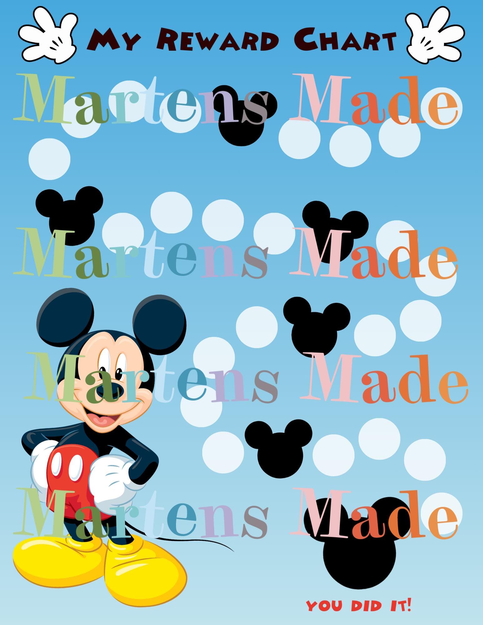 Printable Mickey Mouse-inspired Reward Chart | Instant Download | Kids ...
