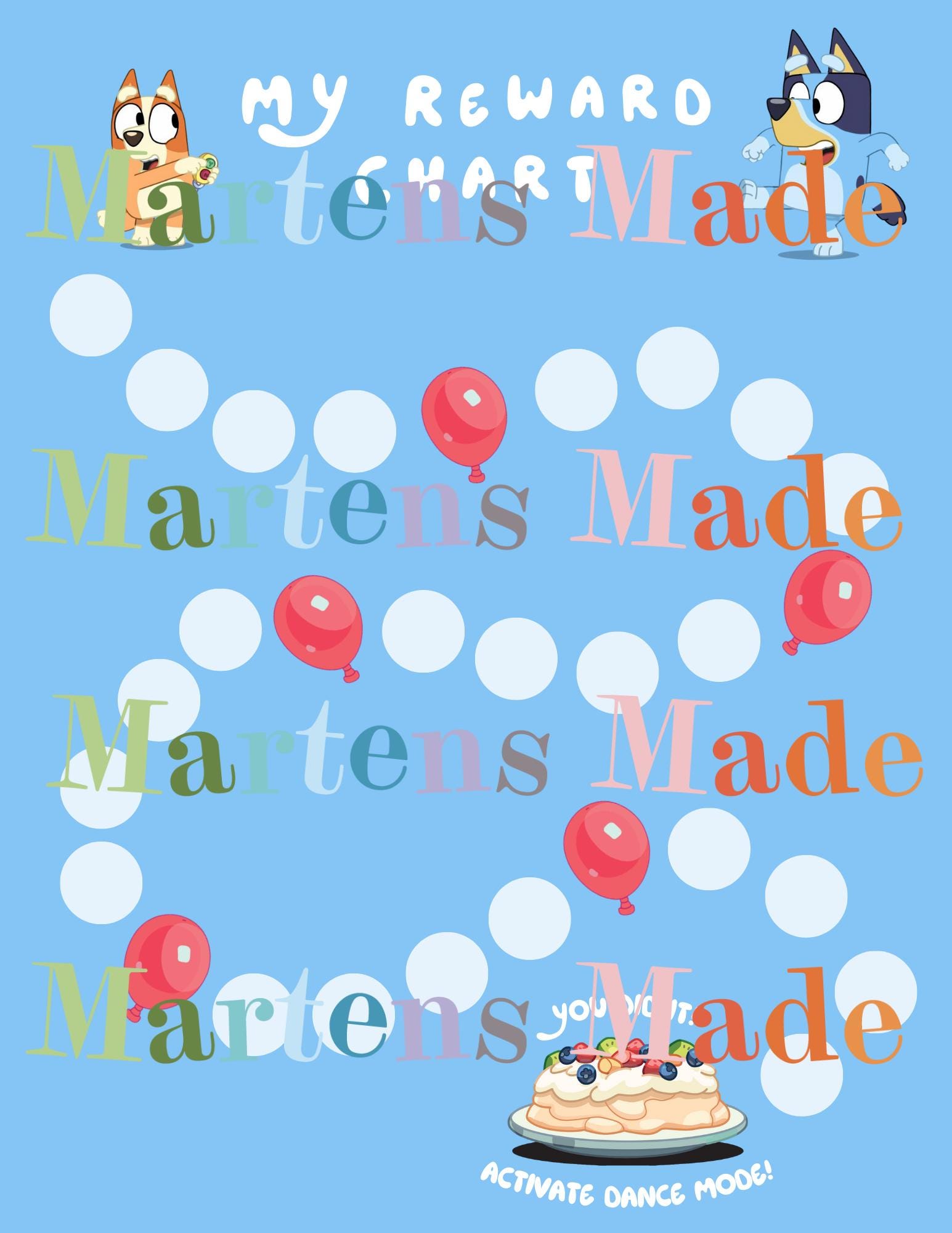 Printable Bluey-inspired Reward Chart | Instant Download | Kids ...