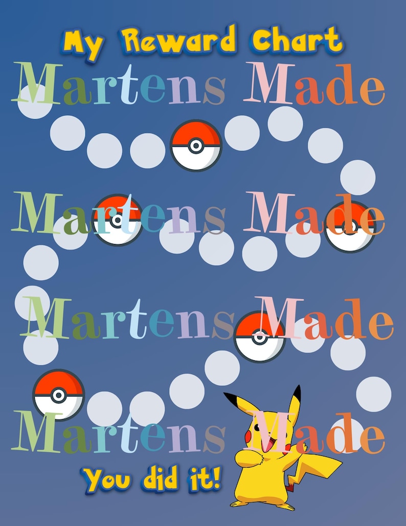 Printable Pikachu-inspired Reward Chart | Instant Download | Kids ...