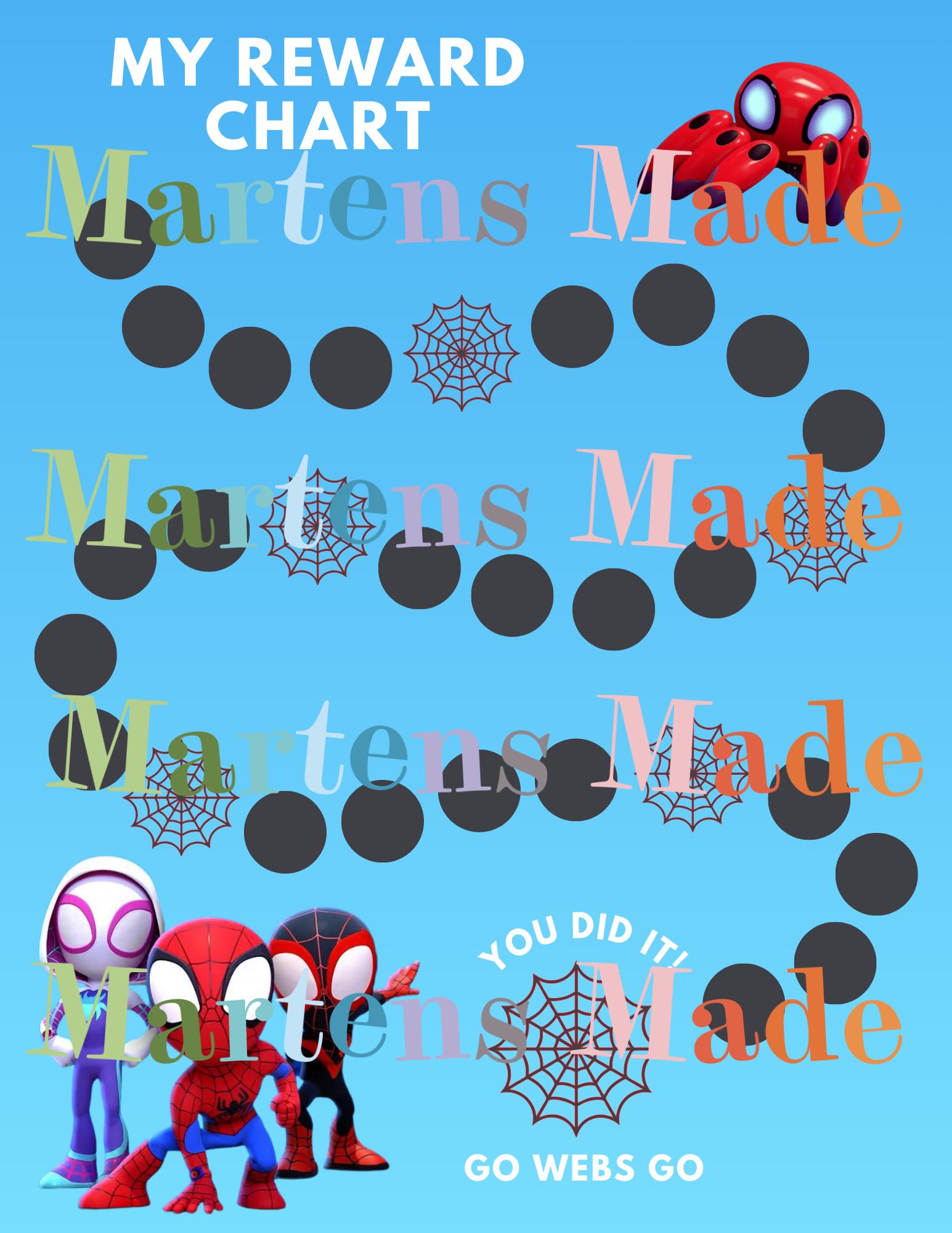 Spidey and Friends Reward Chart: Kids' Routine Tracker (digital ...
