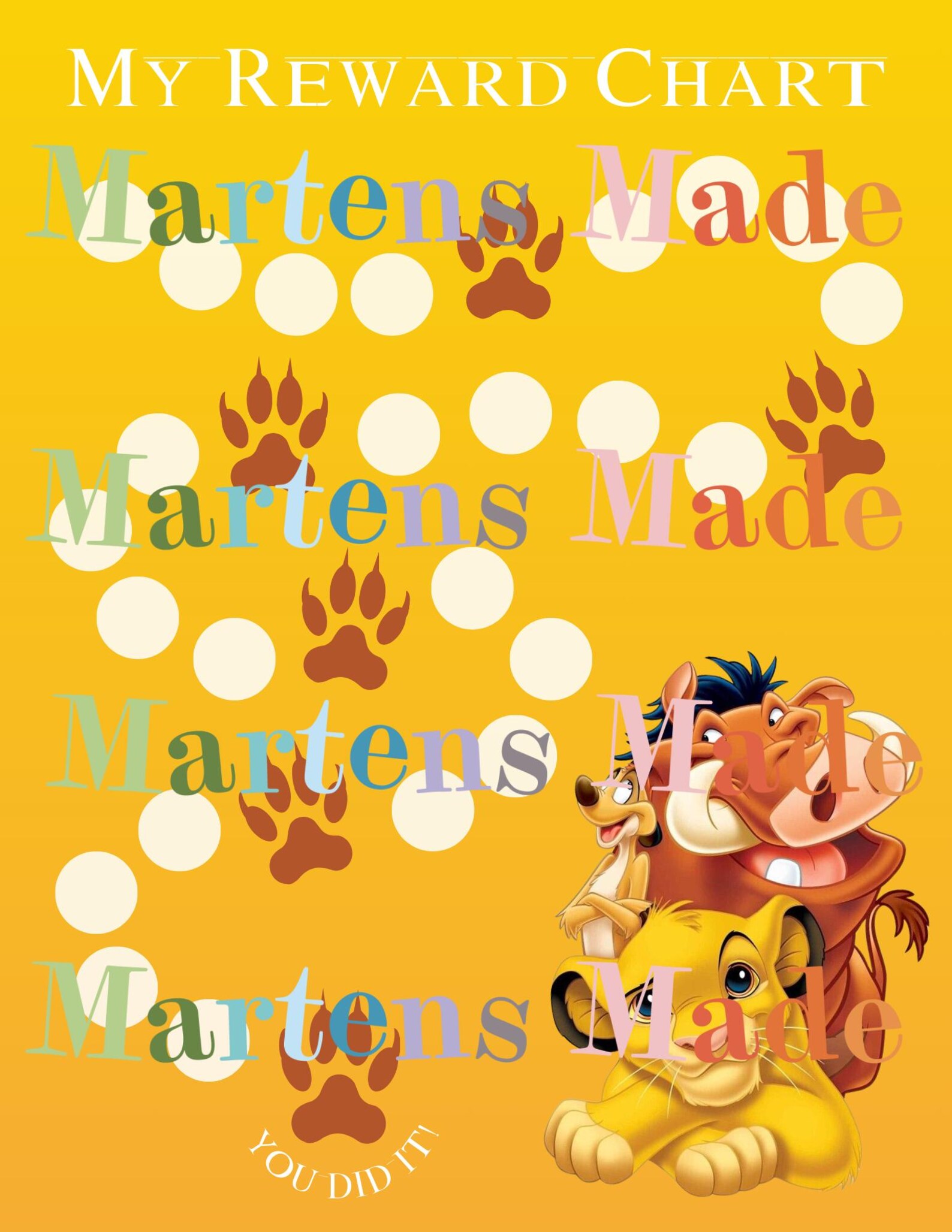 Printable Lion King-inspired Reward Chart | Instant Download | Kids ...