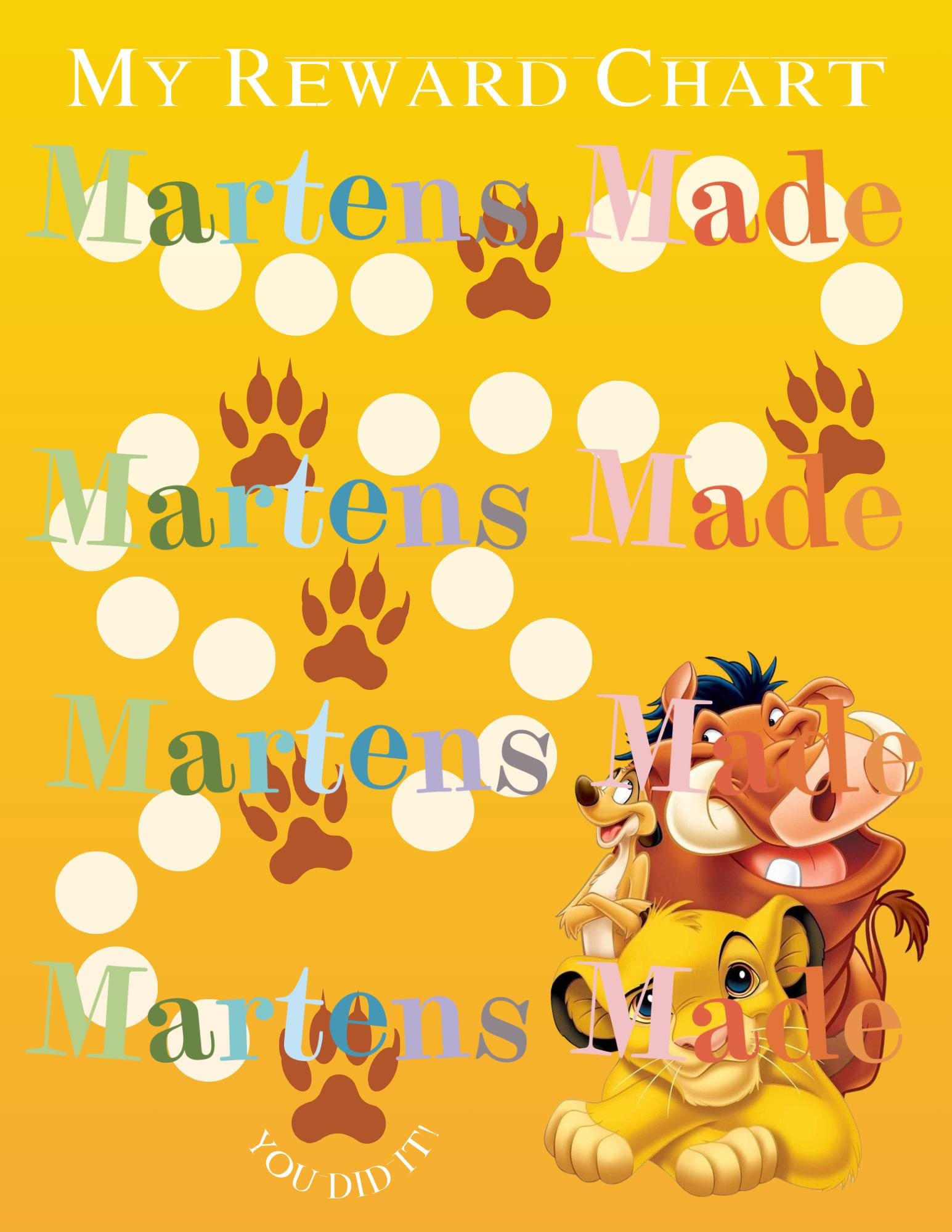 Printable Lion King-inspired Reward Chart | Instant Download | Kids ...