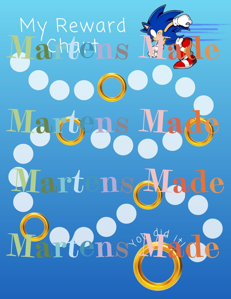 Printable Sonic-inspired Reward Chart | Instant Download | Kids ...