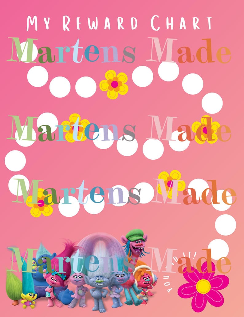 Printable Trolls-inspired Reward Chart | Instant Download | Kids ...