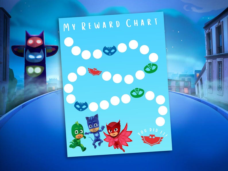 Printable PJ Masks-inspired Reward Chart | Instant Download | Kids ...