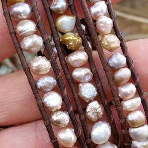 Triple Wrap Leather Bracelet. Rustic Pearls.glamorous + Rustic ...