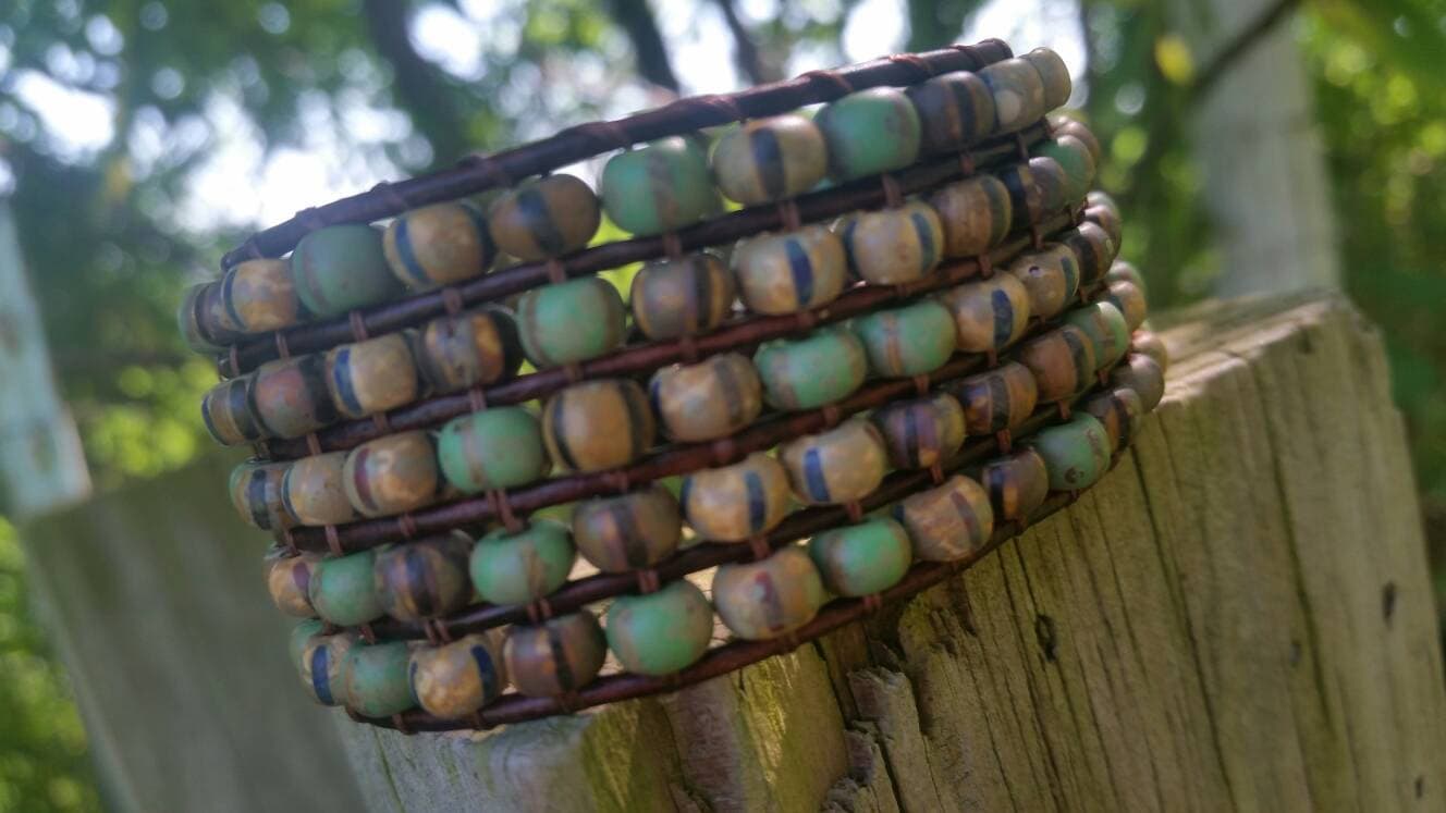Leather wrap bracelet off the beadin path neosho rustic boho | Etsy