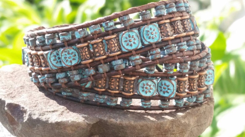 Aztec Warrior Double Wrap Leather Bracelet/soft Wonderful | Etsy
