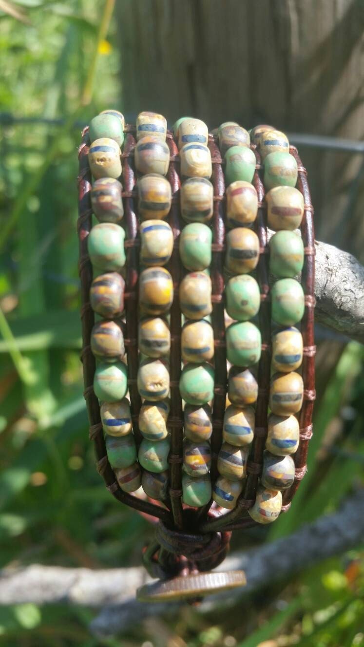 Leather wrap bracelet off the beadin path neosho rustic boho | Etsy