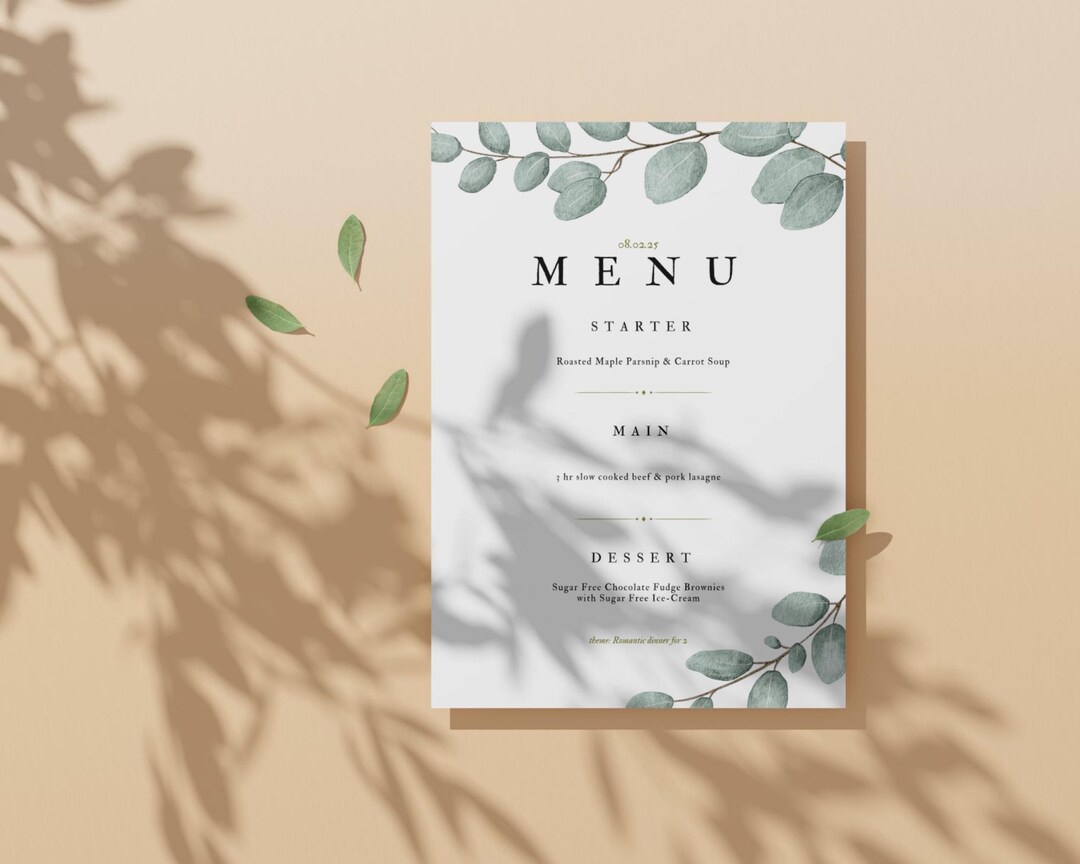 Elegant Dinner Party Menu | Printable Menu Template | Editable Canva ...