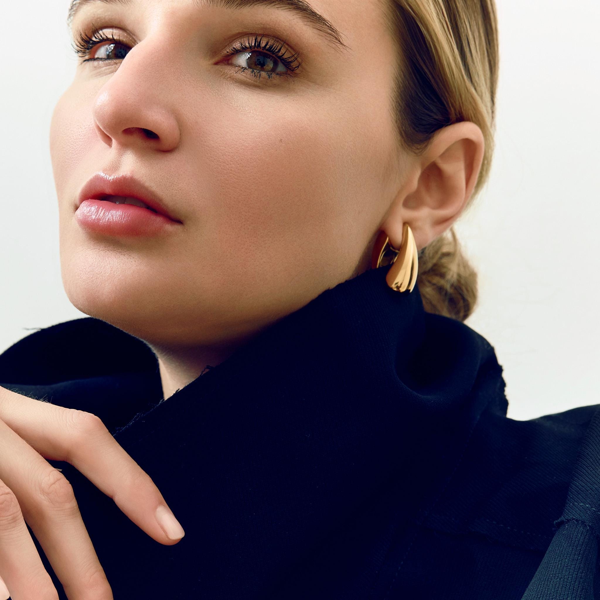 Teardrop Ear Jacket Earrings, Gold or Silver Two Sided Front Back Studs ...