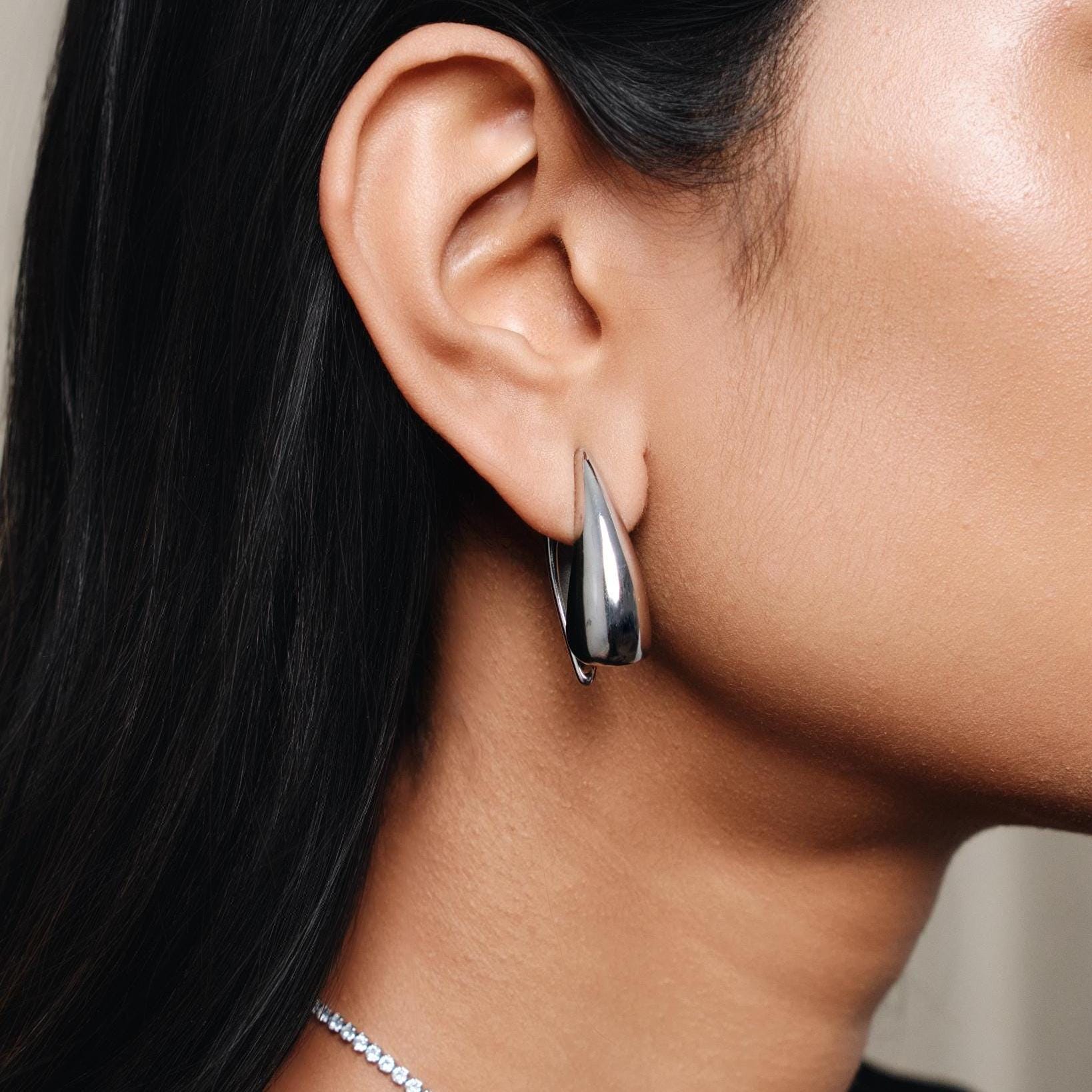 Teardrop Ear Jacket Earrings, Gold or Silver Two Sided Front Back Studs ...