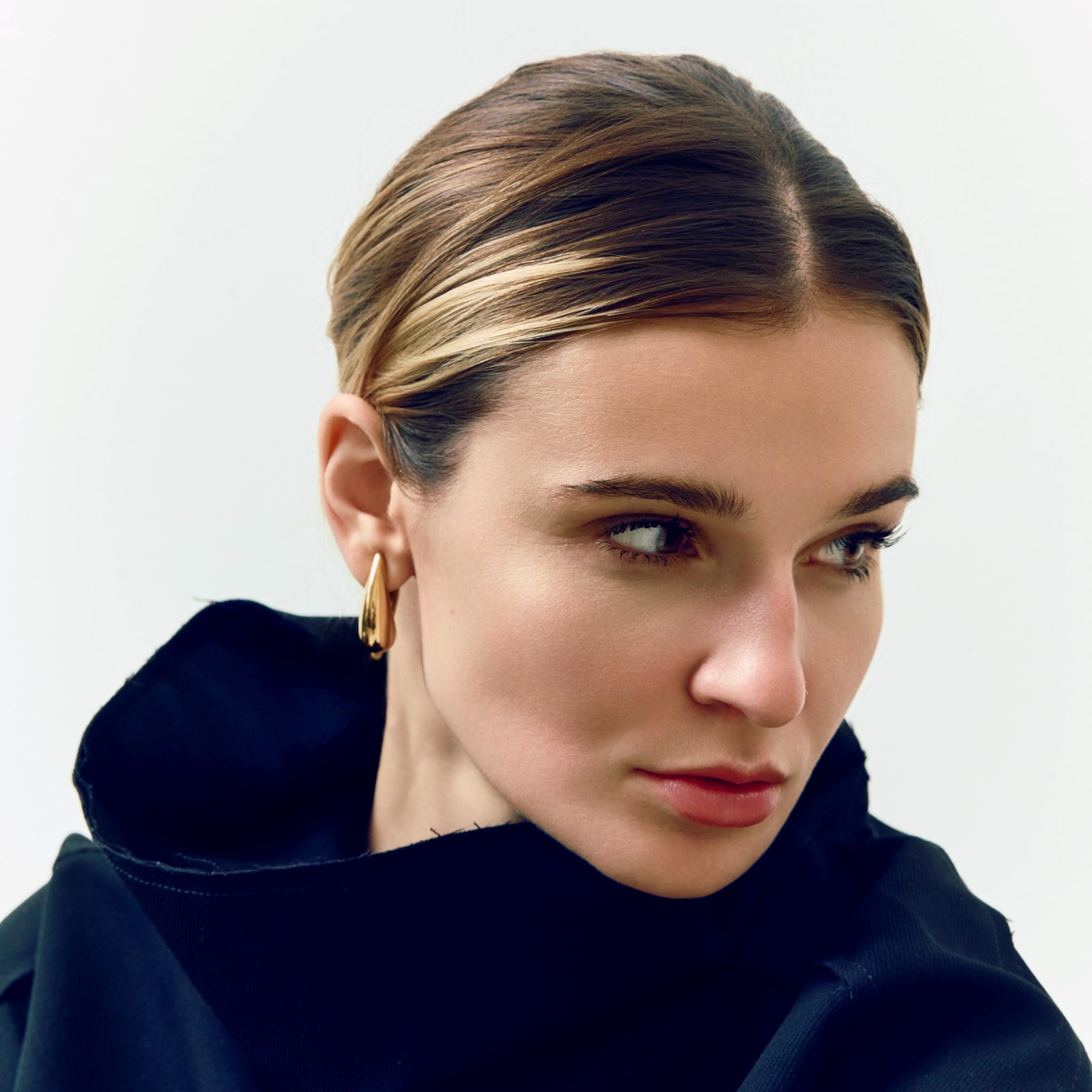 Teardrop Ear Jacket Earrings, Gold or Silver Two Sided Front Back Studs ...