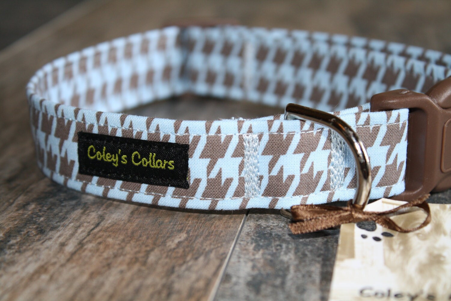 Dog Collar "the Houndstooth in Blue" - Etsy