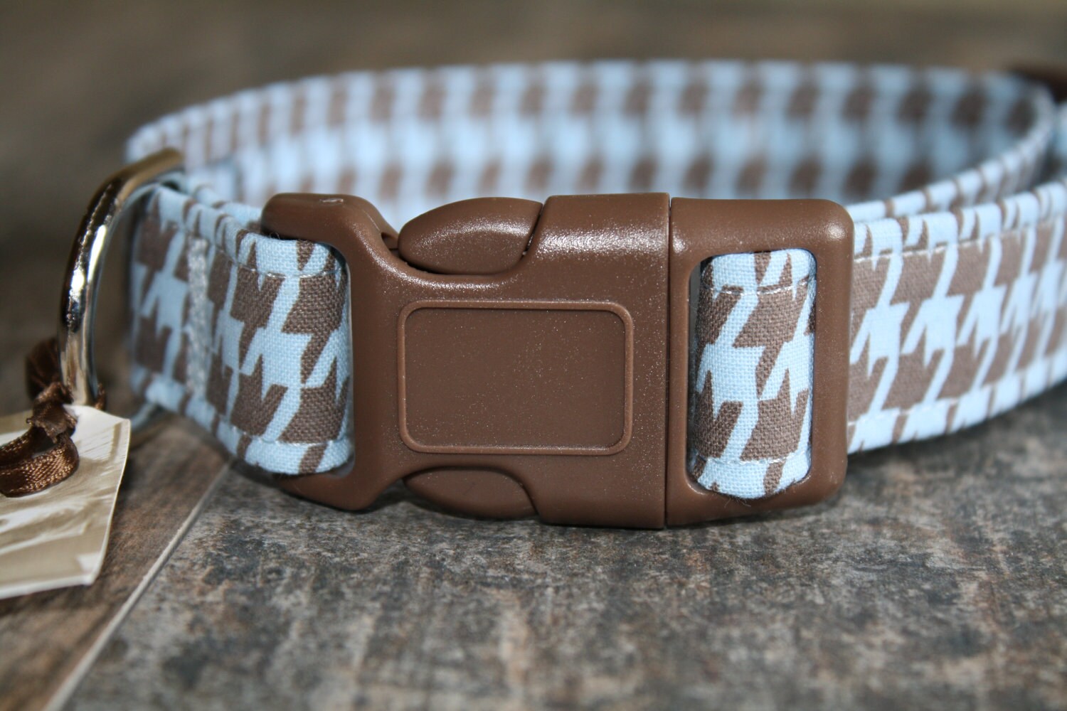 Dog Collar "the Houndstooth in Blue" - Etsy
