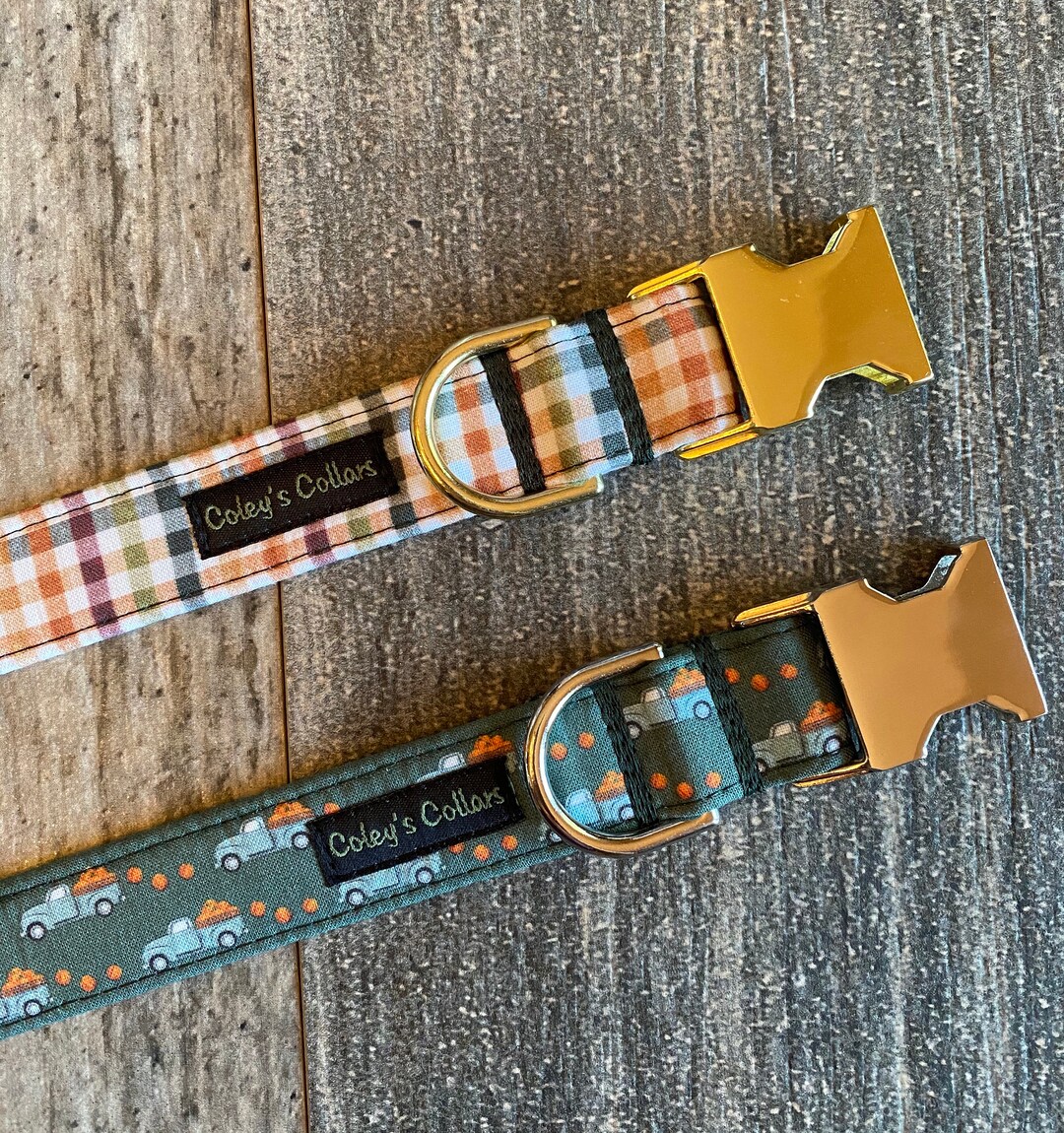 Personalized Fall Dog Collar, Autumn Dog Collar, Plaid Dog Collar ...