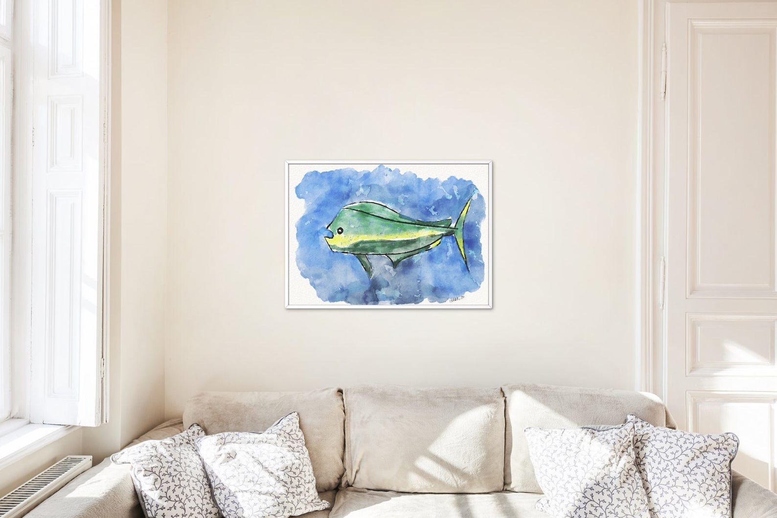 Mahi Mahi Watercolor Art Print: Boho Coastal Decor (digital Download ...