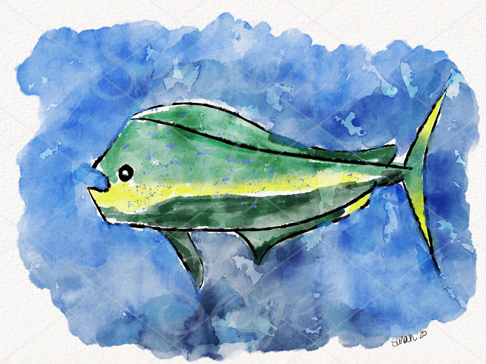 Mahi Mahi Watercolor Art Print: Boho Coastal Decor (digital Download ...