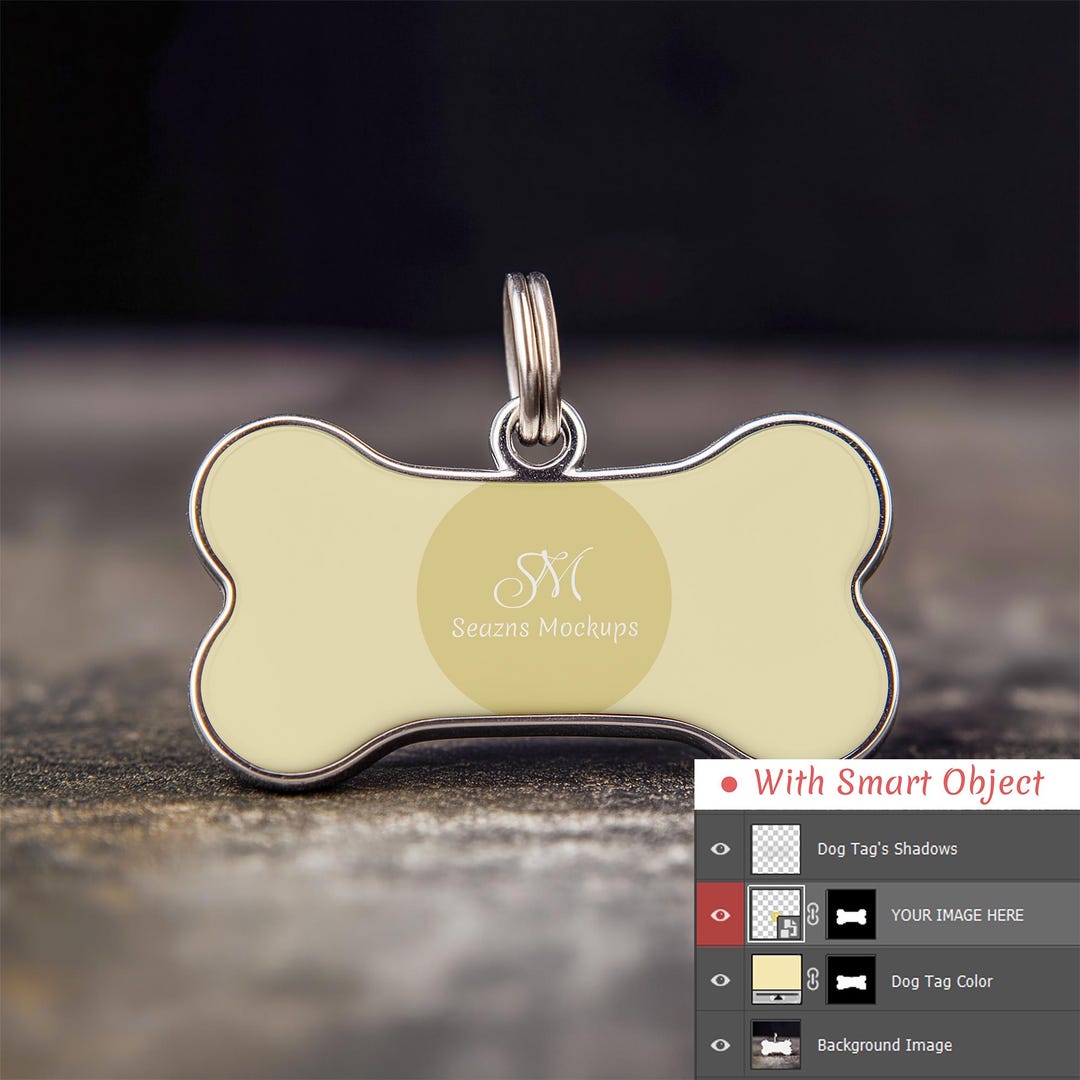Bone-shaped Dog Tag Mockup: Editable PSD, JPG, PNG (canva Compatible ...