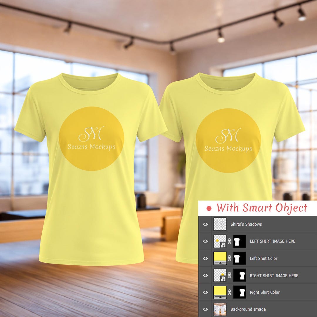 Two Front Side T-shirt Mockup PSD With Smart Object for Apparel ...