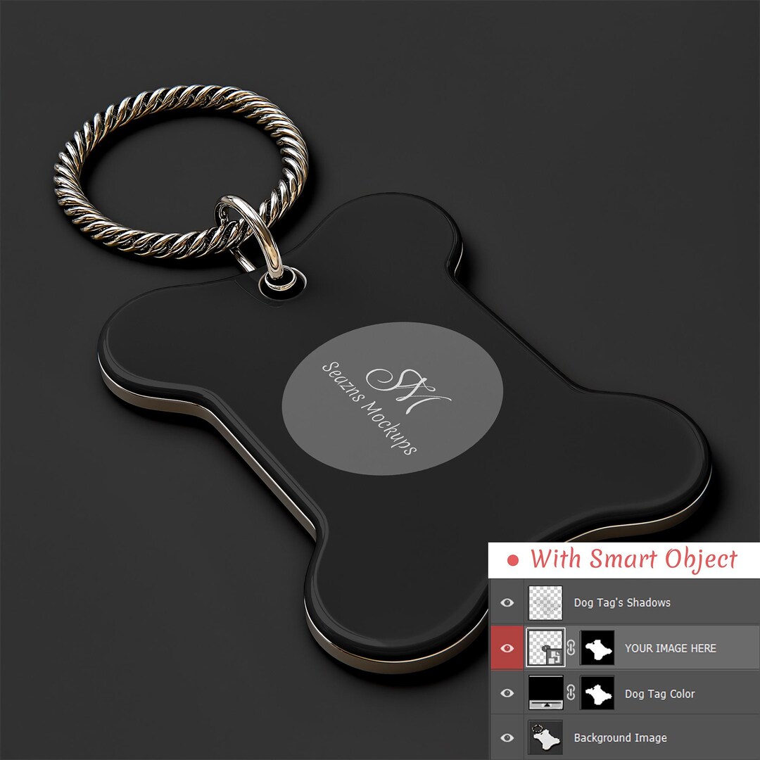 Dog Tag Mockup – Bone-shaped Tag Displayed on Dark Background | PSD ...