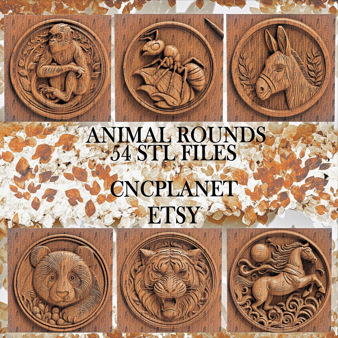 Animal Rounds: 54 STL Files for CNC & 3D Projects | Round Animal ...