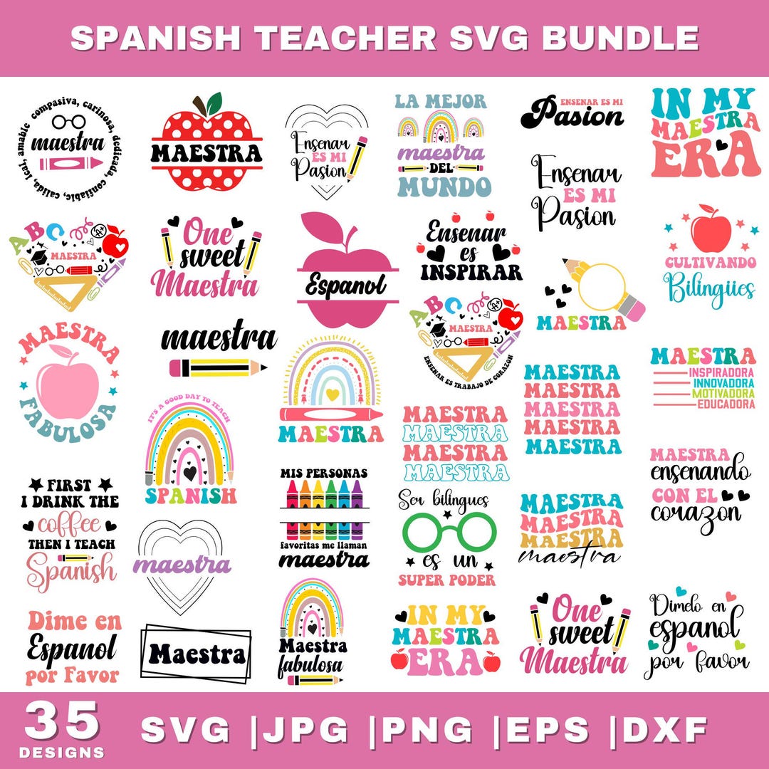 Spanish Teacher Svg Bundle, Retro Teacher Svg, Teacher Quote Svg ...