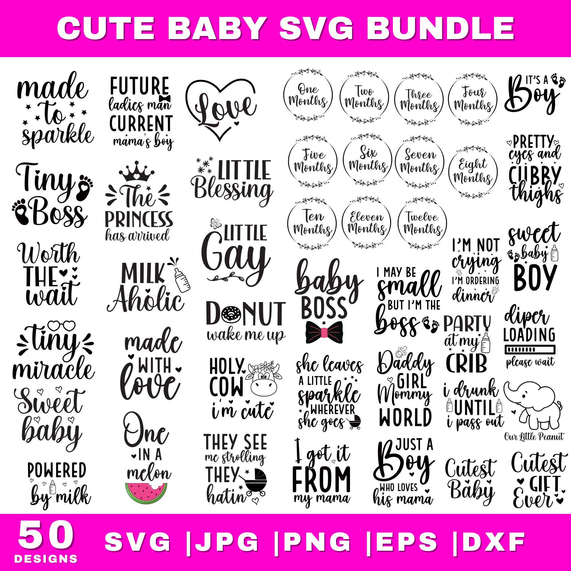 50 Cute Baby SVG Bundle, Baby Shower SVG, Newborn SVG Bundle, Baby ...