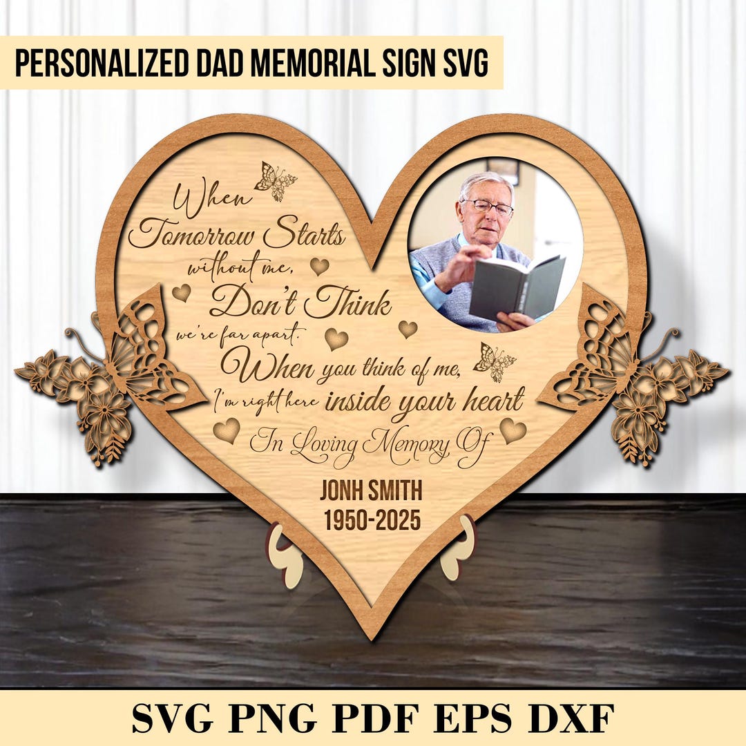Personalized Dad Memorial Sign SVG, Butterfly Memorial Sign Svg, Loss ...