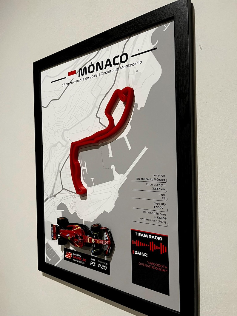 Custom 3D Poster Formula 1 Track Frame With F1 Car DINA3: Personalized ...
