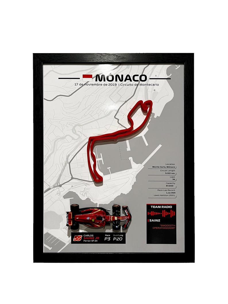 Custom 3D Poster Formula 1 Track Frame With F1 Car DINA3: Personalized ...