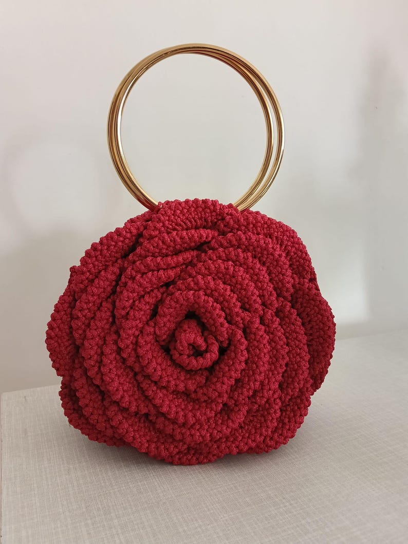 Rose Bag | Handmade Flower Purse, Crochet Rose Shaped Bag, Chic Unique ...