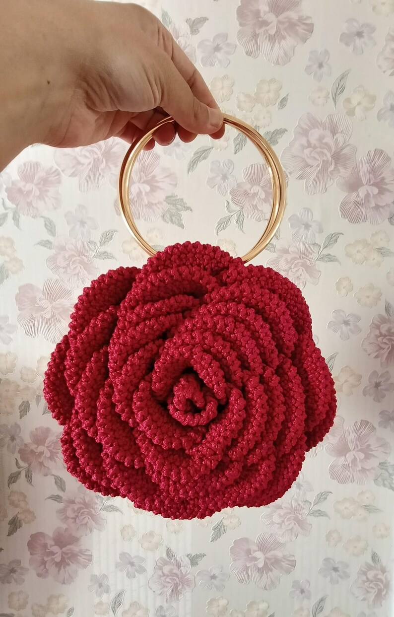 Rose Bag | Handmade Flower Purse, Crochet Rose Shaped Bag, Chic Unique ...