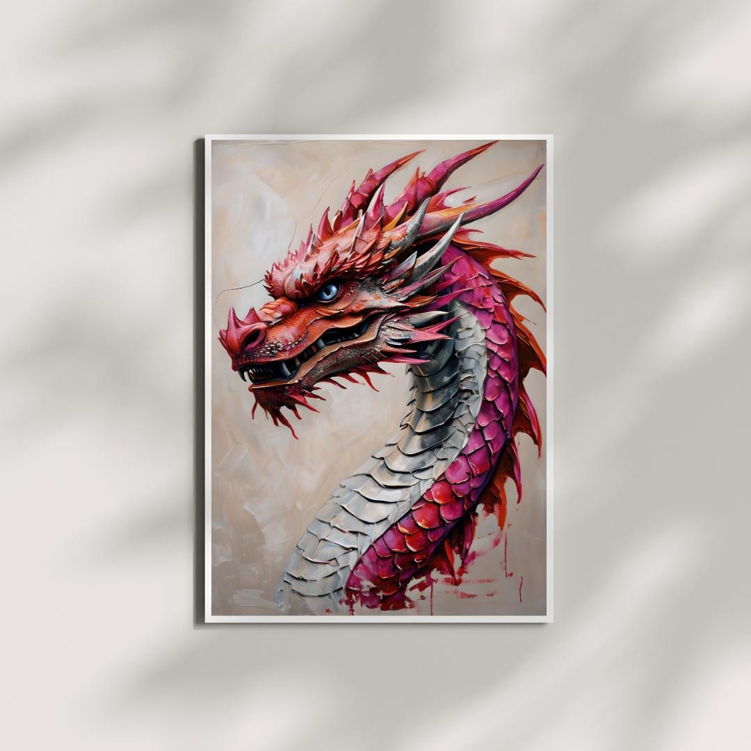 Majestic Red Dragon - Fantasy Art Print, Epic Creature Illustration ...
