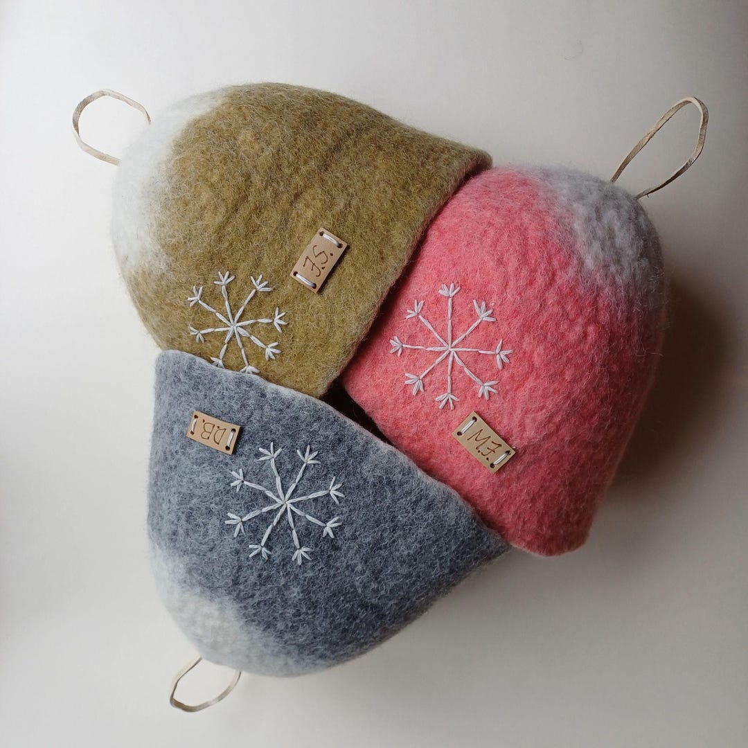 Sauna Hat Wool Felt Handmade Spa Cap Personalised Hair Protector for ...