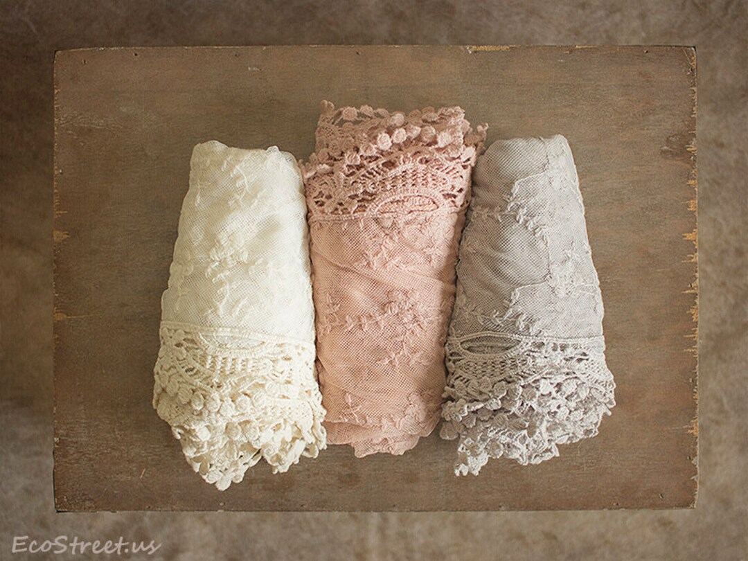 Three Wrap Set, Natural Cream Wrap, Mauve Wrap, Gray Baby Lace Wrap ...