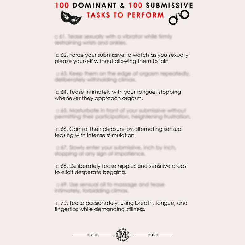 100 Dominant and 100 Submissive Tasks to Perform | Sex | Kinky Couples ...
