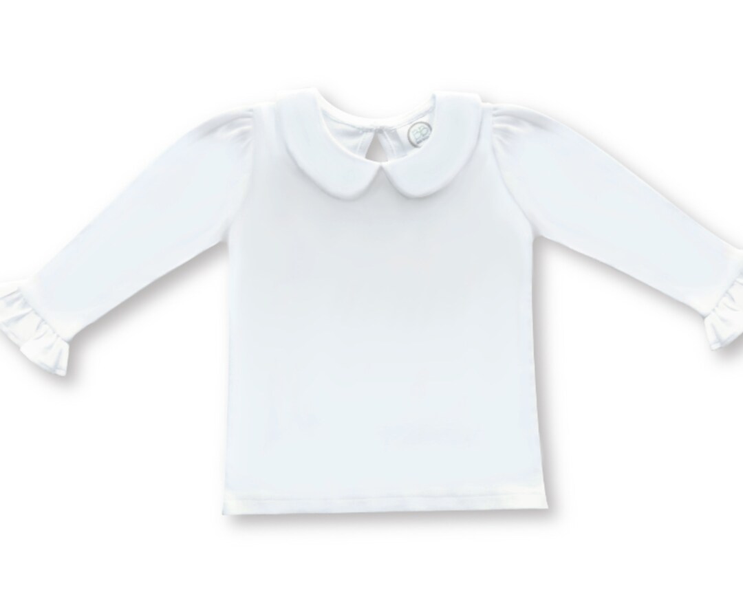 Girls Long Sleeve Peter Pan Collar Shirt, Personalized, Monogram - Etsy