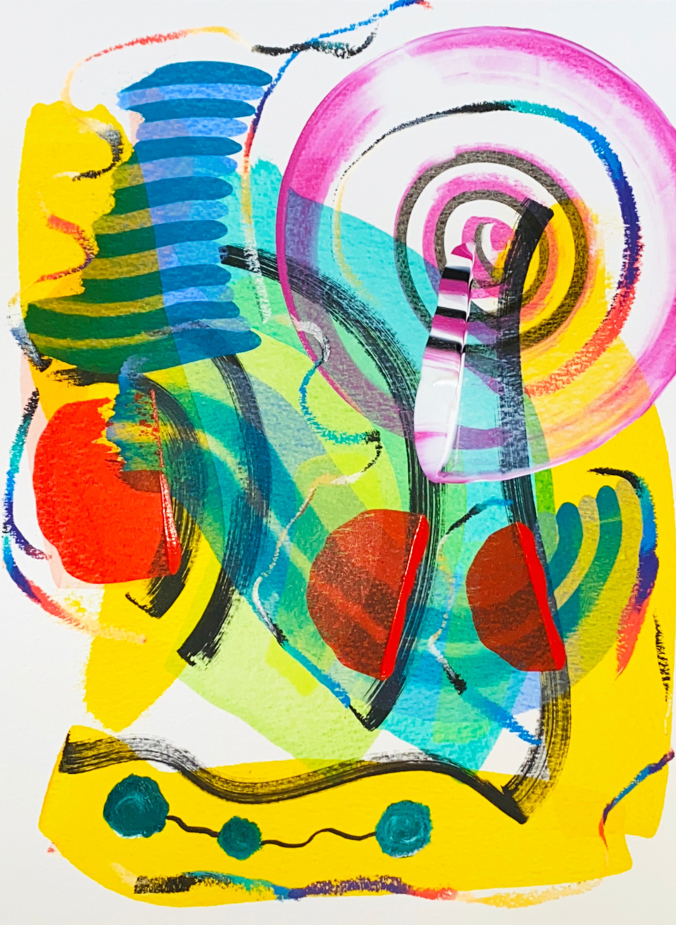 Original Art Work, Scrape Painting, Scrape Art on Paper, 9x12, Swirl ...