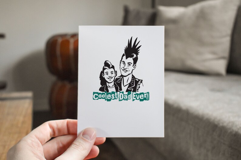Punk Rock Card for Dad, Punk Greeting Card, Punk Music Card, Unique Dad ...