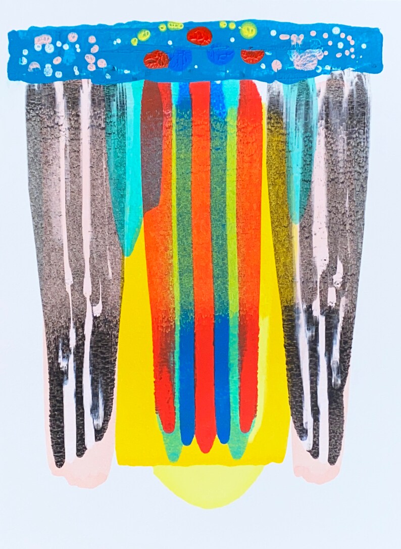 Abstract Sunset Wall Art, Dot Art Painting on Paper, 9"x12", Original ...