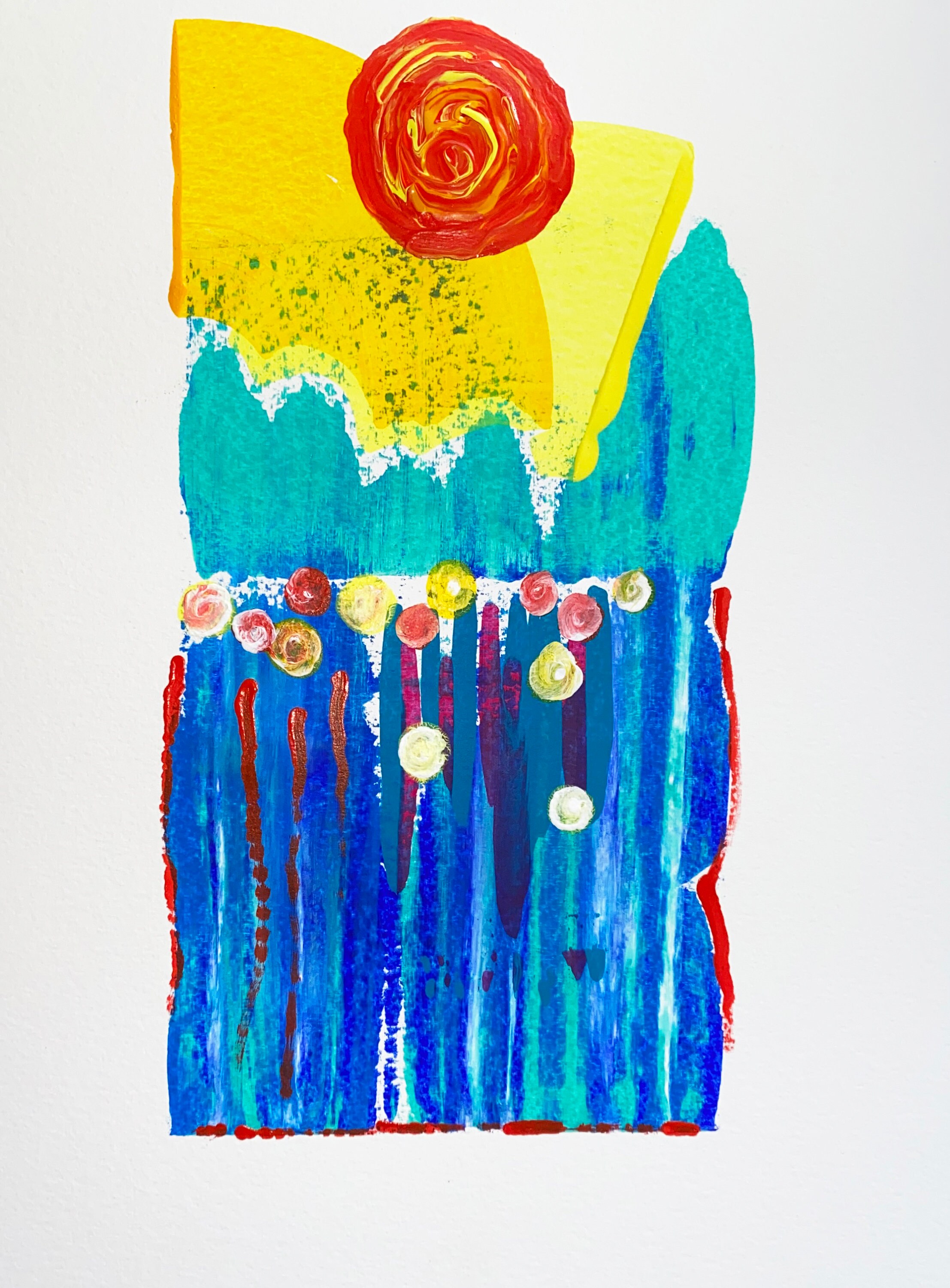 Abstract Sunset Wall Art, Scrape Painting, 9"x12", Original Artwork ...