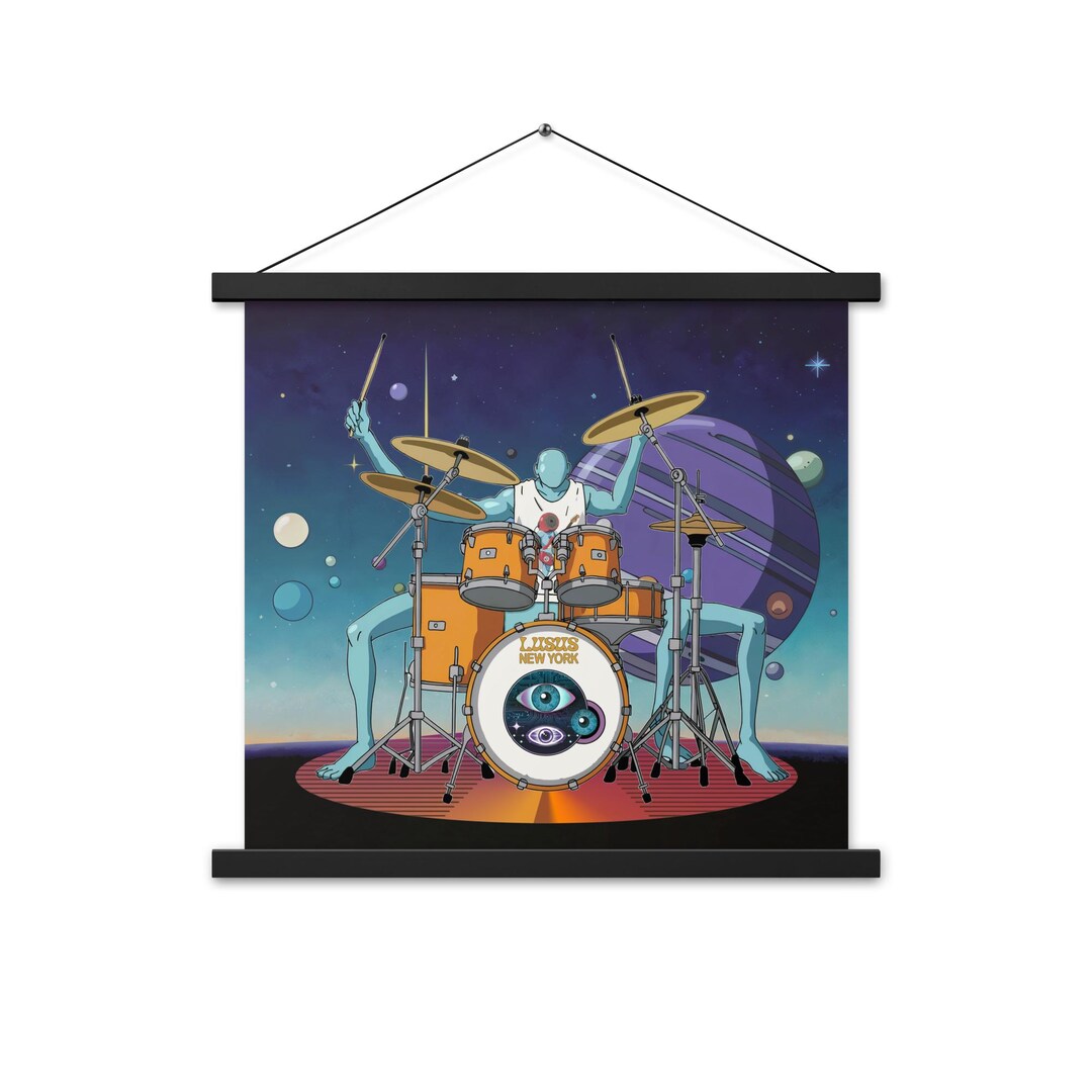 Mutant Drummer Poster: Graphic Art Print With Wooden Hanger (18x18) - Etsy