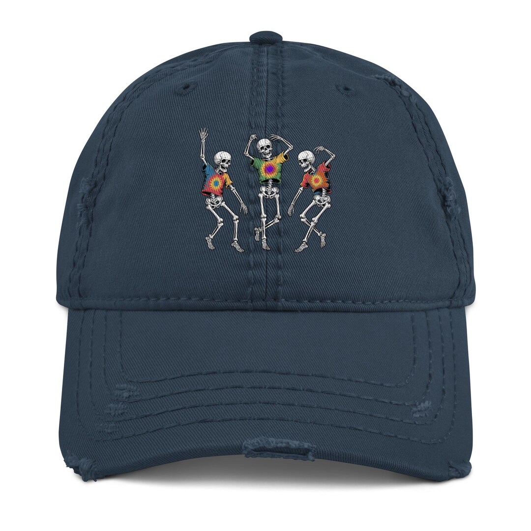 Dancing Skeletons Deadhead Baseball Hat - Distressed Jam Band Inspired ...