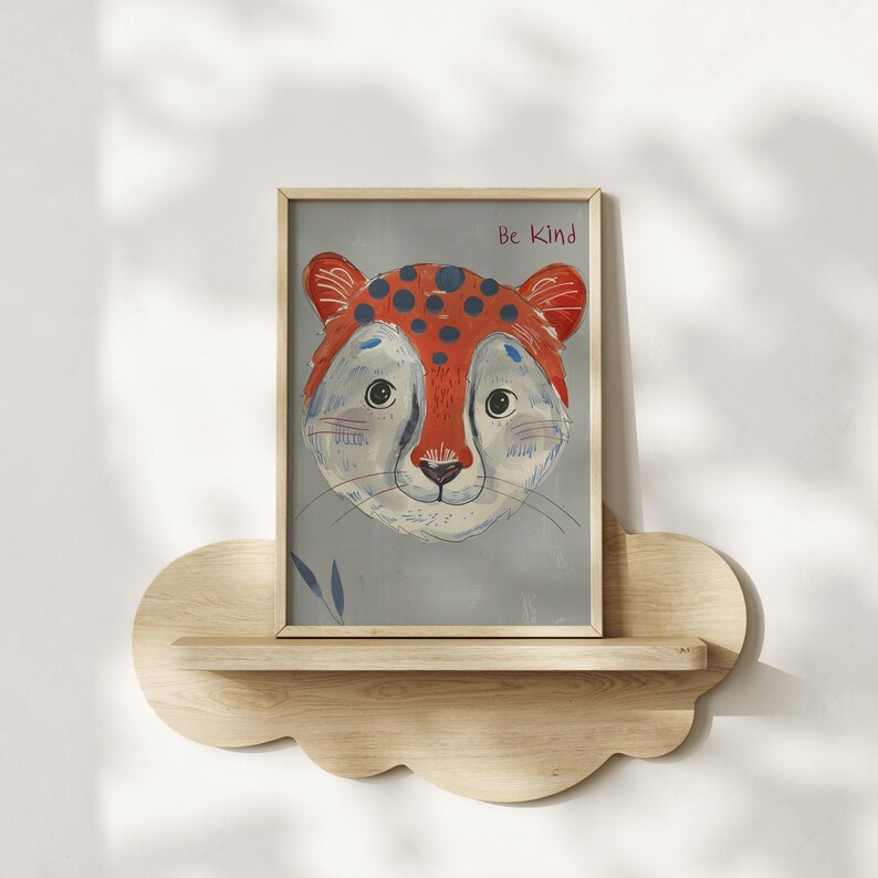 Printable Nursery Wall Art - Cute Leopard Face Illustration, Modern ...