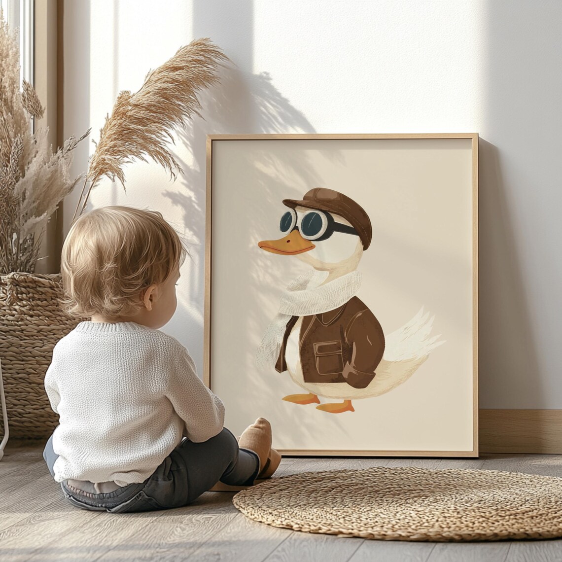 Aviator Duck Wall Art – Whimsical Duck Illustration for Kids Room ...