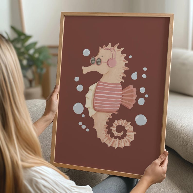 Seahorse Wall Art | Digital Download for Kids Room or Nursery | Fun ...