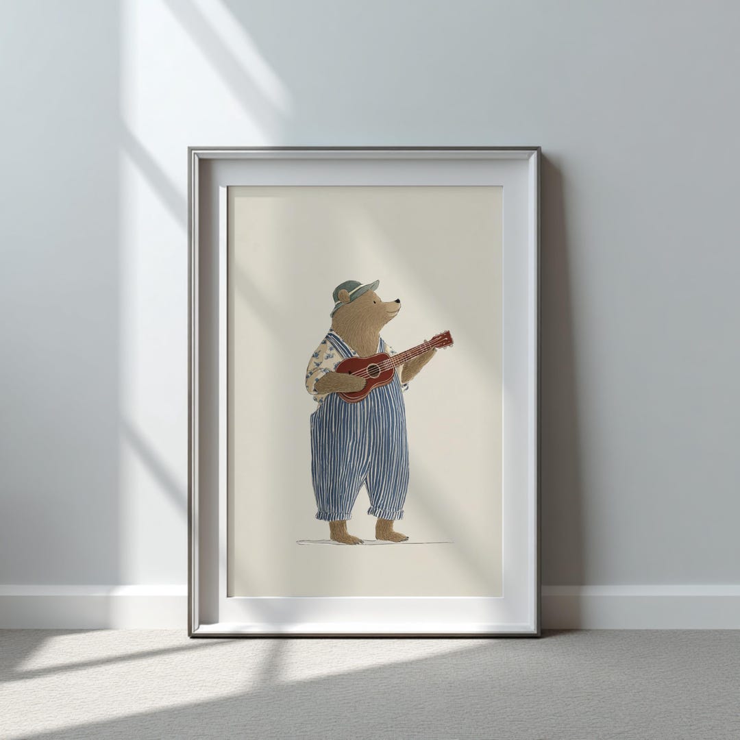 Ukulele Bear Nursery Print: Musical Animal Wall Art (digital Download ...