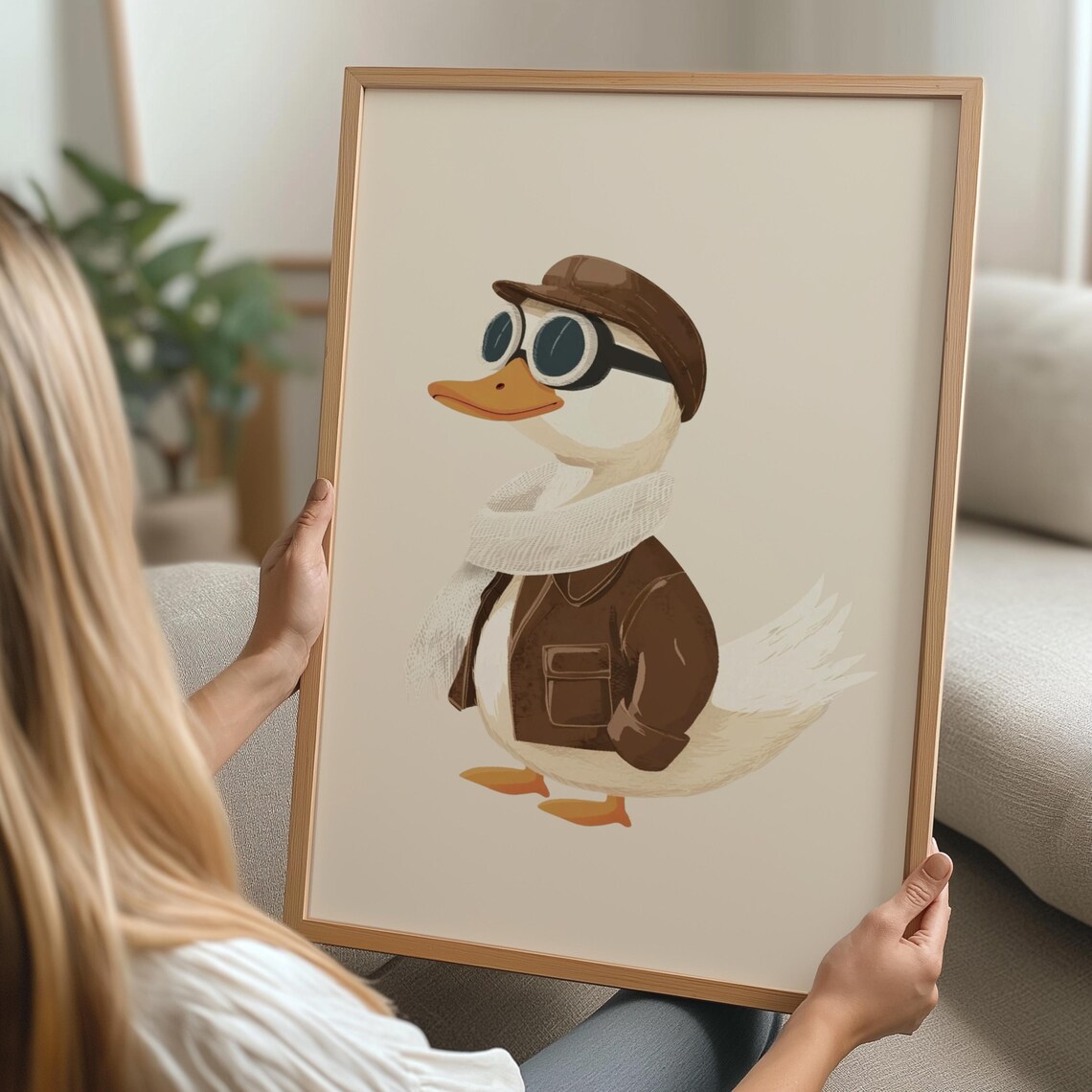 Aviator Duck Wall Art – Whimsical Duck Illustration for Kids Room ...