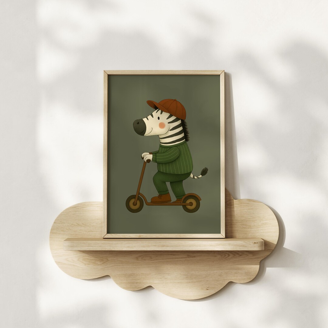 Zebra Scooter Nursery Print, Playful Kids Room Decor (digital Download ...